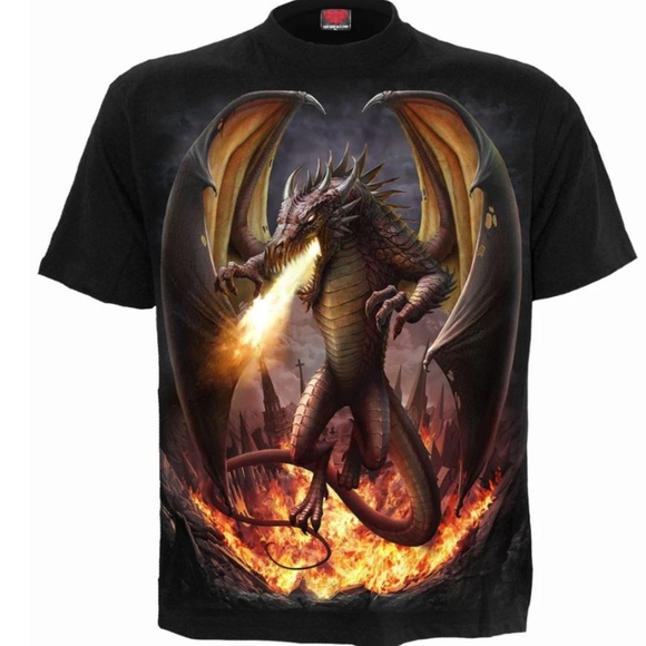 spiral direct | Shirts | Draco Unleashed Dragon Gothic Mens T Shirt New ...